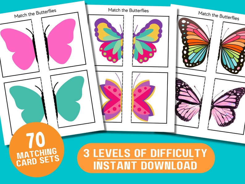 Butterfly Matching Card Bundle | Preschool Kindergarten Sorting and ...