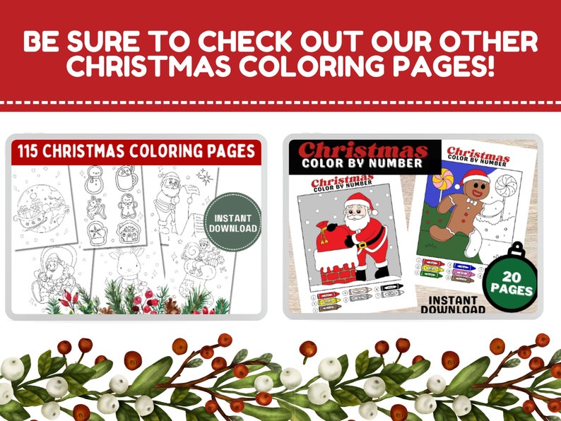 Printable Christmas Coloring Pages Bundle for Kids and Adults - Etsy