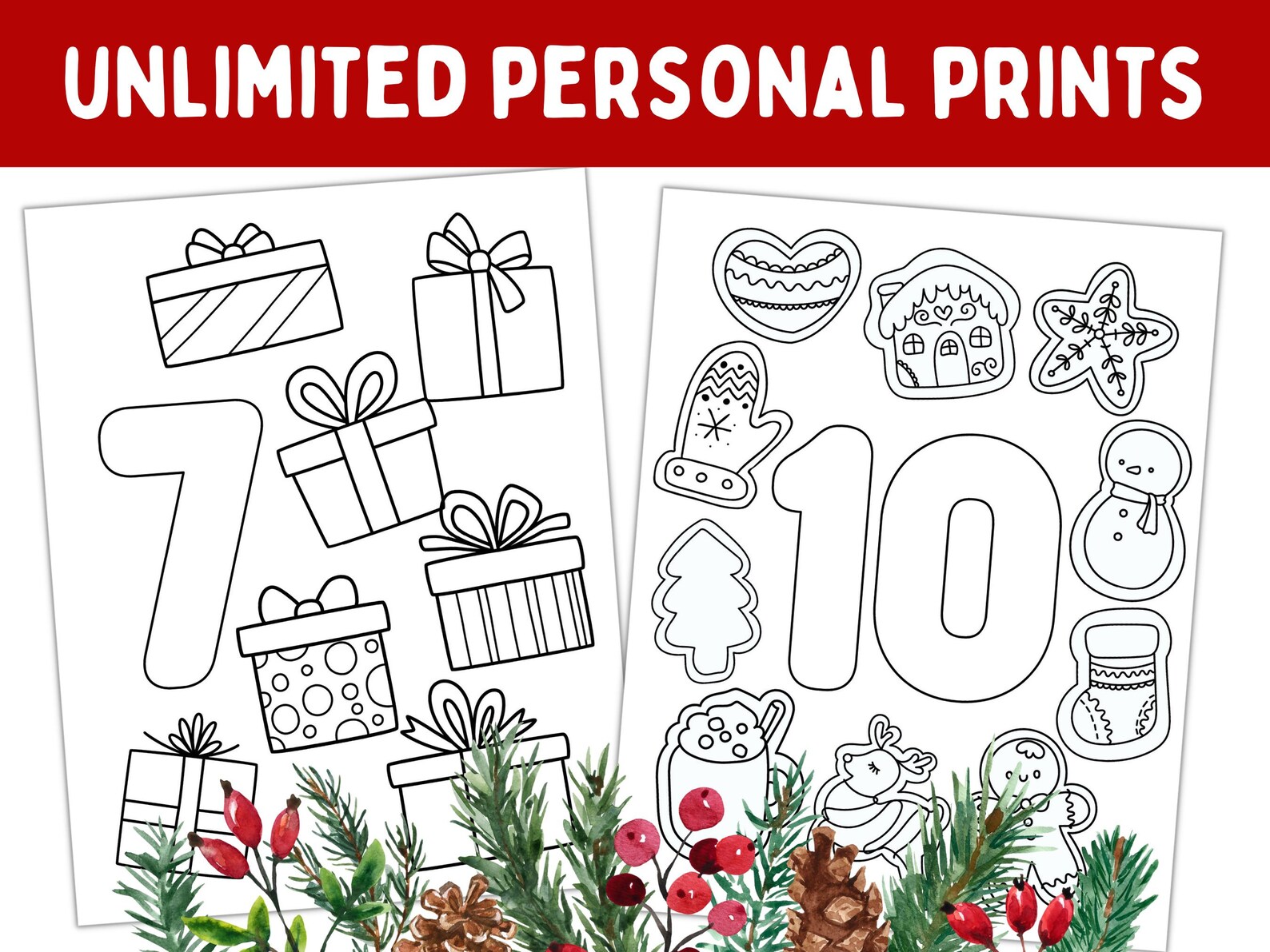 Christmas Numbers 1 - 10 Coloring Page Worksheets for Preschool ...