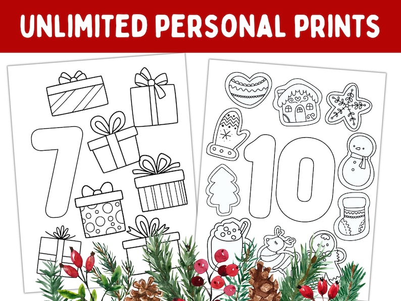 Christmas Numbers 1 10 Coloring Page Worksheets for - Etsy