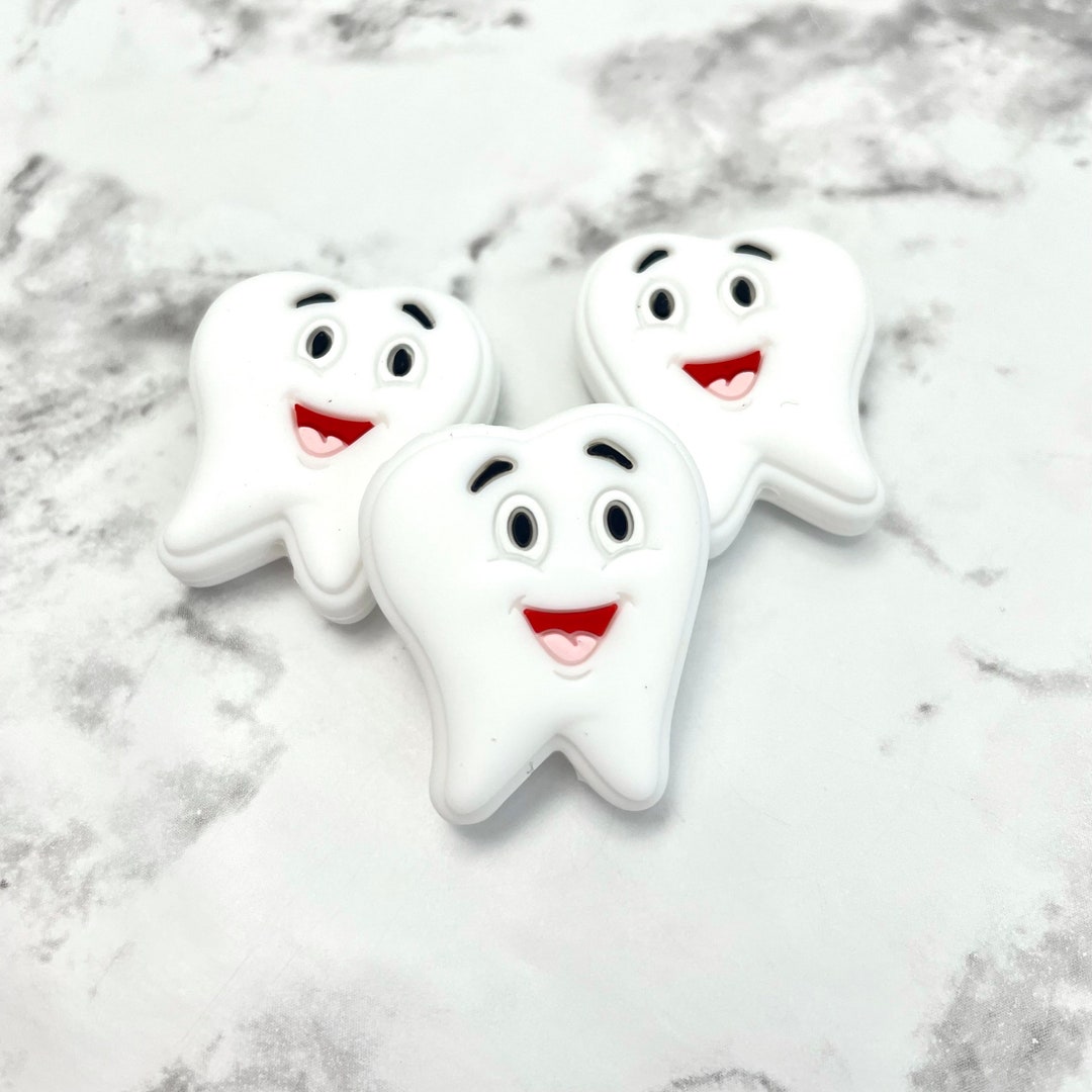 Tooth Silicone Focal Beads | Dentist Dental White Teeth Themed Loose ...