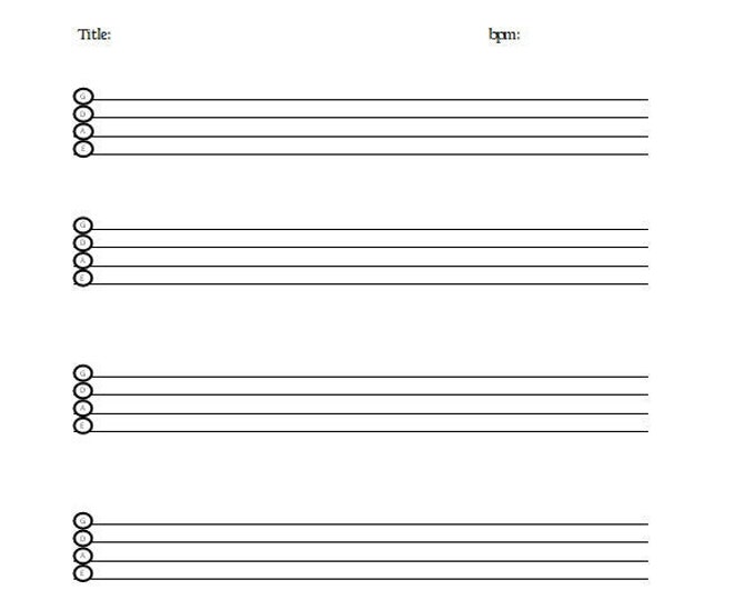 Printable Bass Blank Tab Sheet A4 - Etsy
