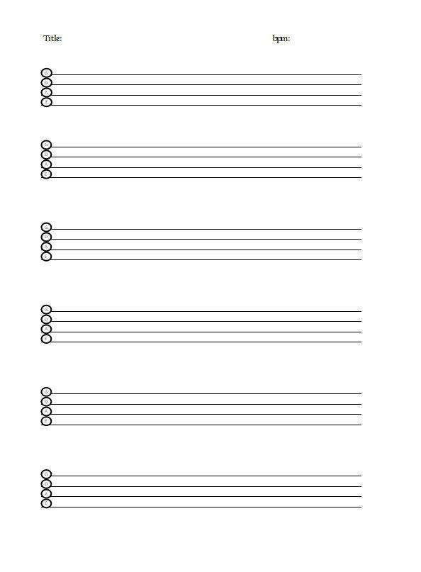 Printable Bass Blank Tab Sheet A4 - Etsy