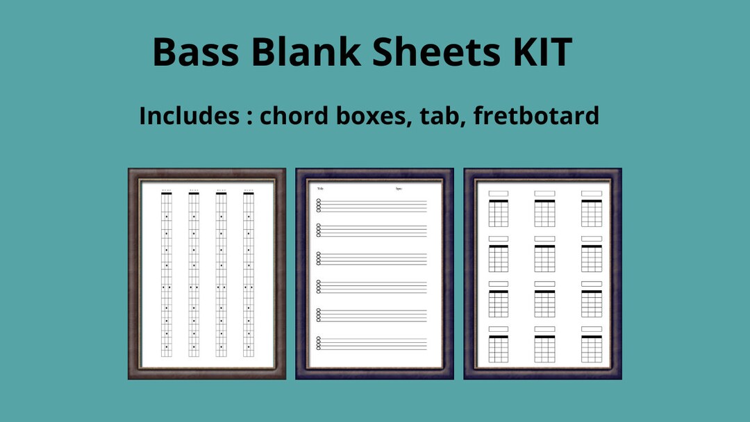 Printable Bass Sheets Kit, Tab, Chord Boxes, Fretboard, A4 - Etsy