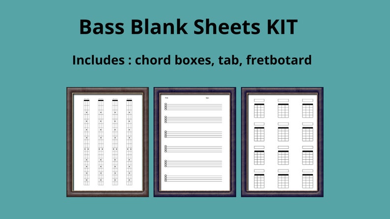 Printable Bass Sheets Kit, Tab, Chord Boxes, Fretboard, A4 - Etsy