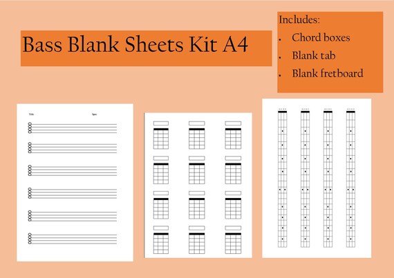 Printable Bass Sheets Kit Tab Chord Boxes Fretboard A4 - Etsy