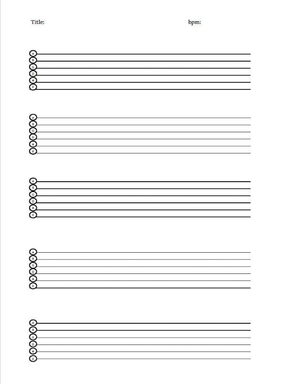 Guitar Tab Blank Sheet Printable A4 Pdf - Etsy