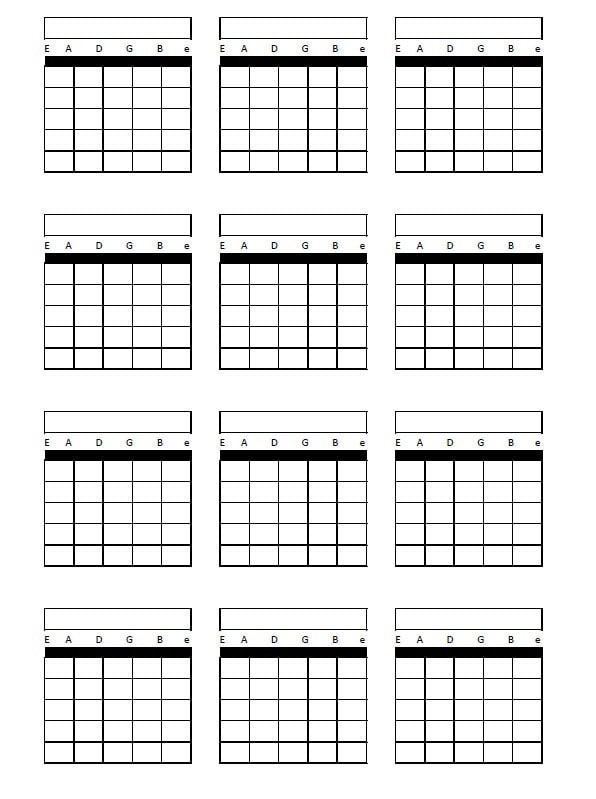 Guitar Chord Boxes, Blank, Printable, Template, A4 - Etsy