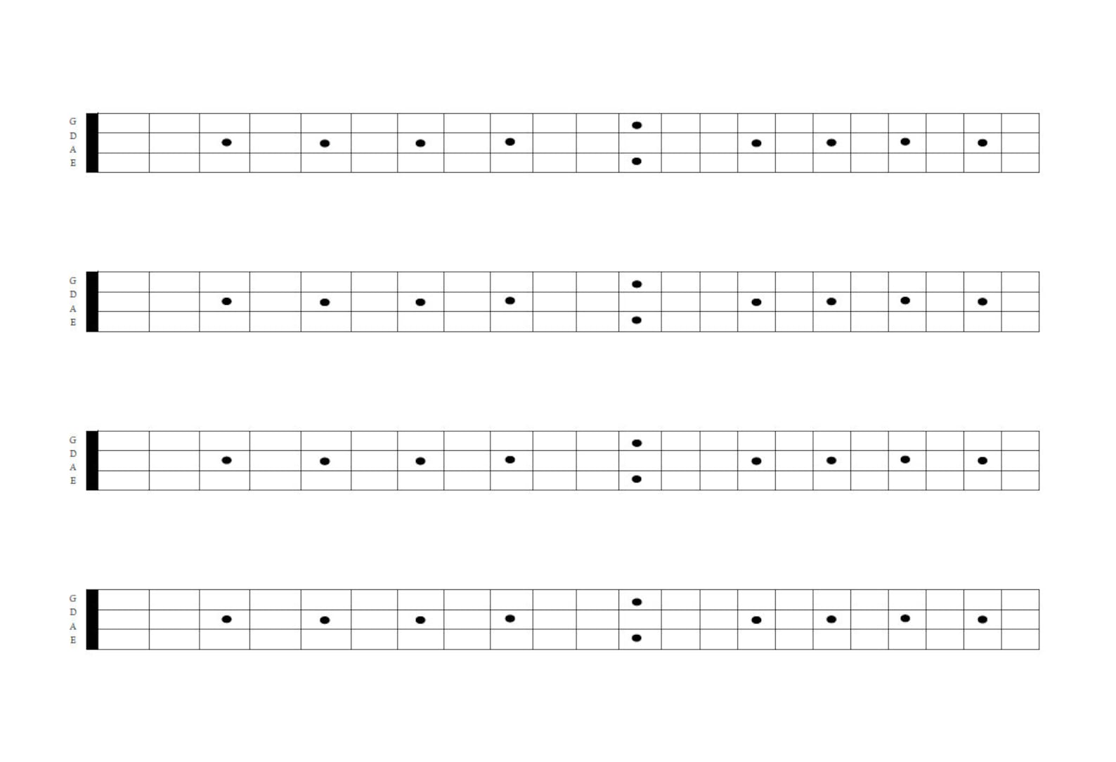 Printable Bass Blank Fretboard Chart - Etsy