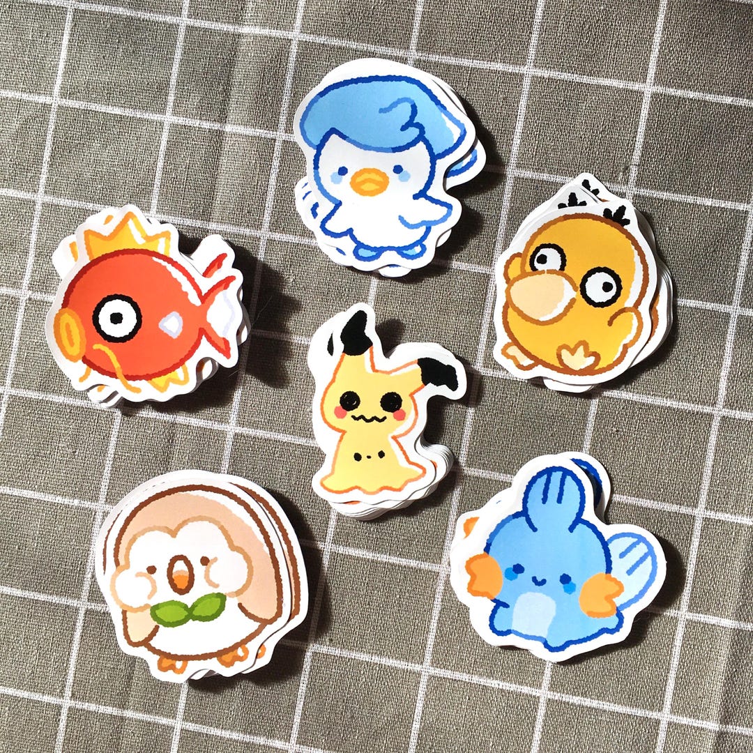 FREE SHIPPING | Pokemon Stickers | Psyduck, Magikarp, Rowlet, Quaxly ...
