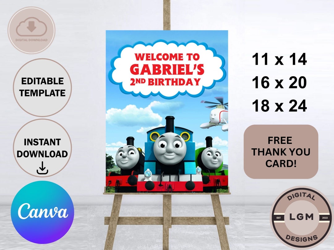 Thomas and Friends Birthday Welcome Sign, Thomas the Tank Personalized ...