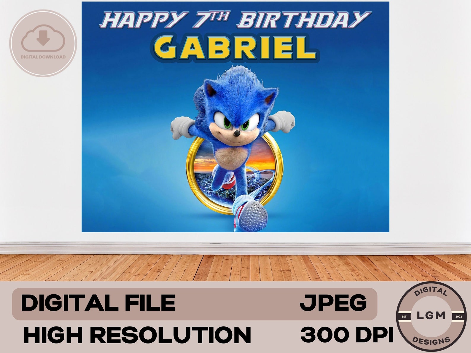 Sonic the Hedgehog Birthday Backdrop Banner, Personalized Sonic Prime ...