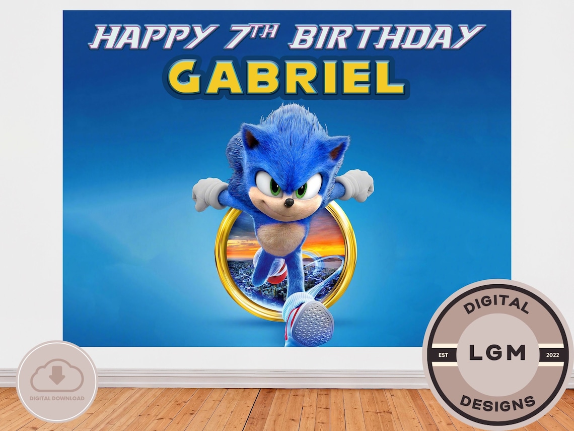 Sonic the Hedgehog Birthday Backdrop Banner, Personalized Sonic Prime ...