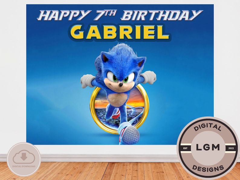 Sonic the Hedgehog Birthday Backdrop Banner, Personalized Sonic Prime ...