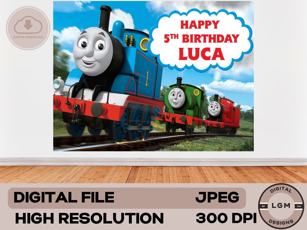 Thomas and Friends Birthday Backdrop Banner Personalized - Etsy UK