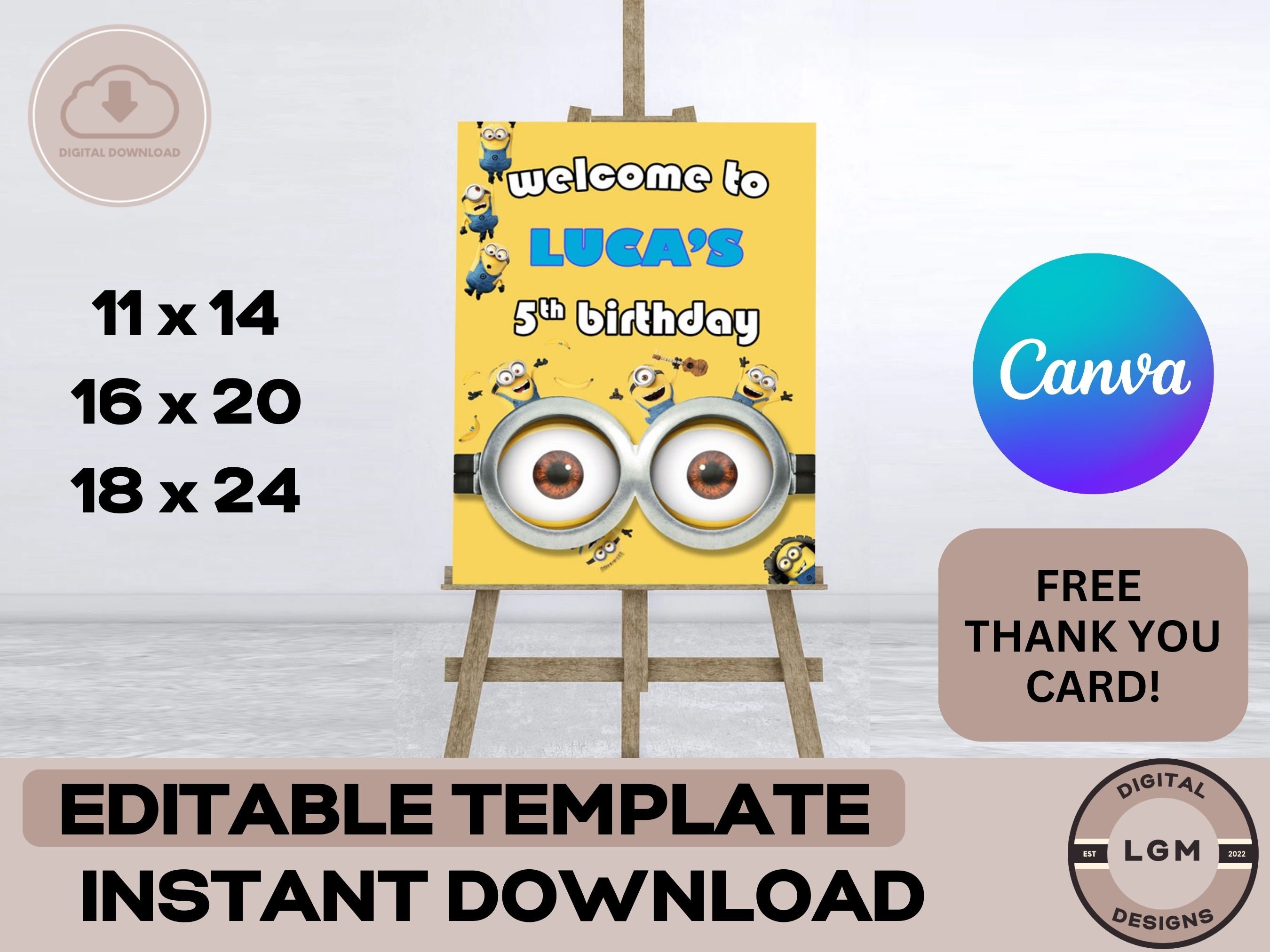 Minions Birthday Welcome Sign Minion Personalized Welcome - Etsy