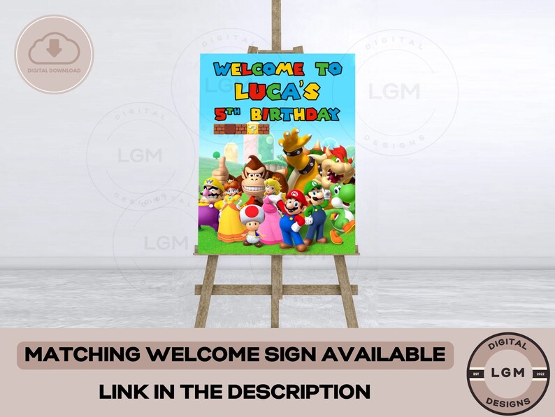 Super Mario Birthday Backdrop Banner Personalized Mario Party Etsy