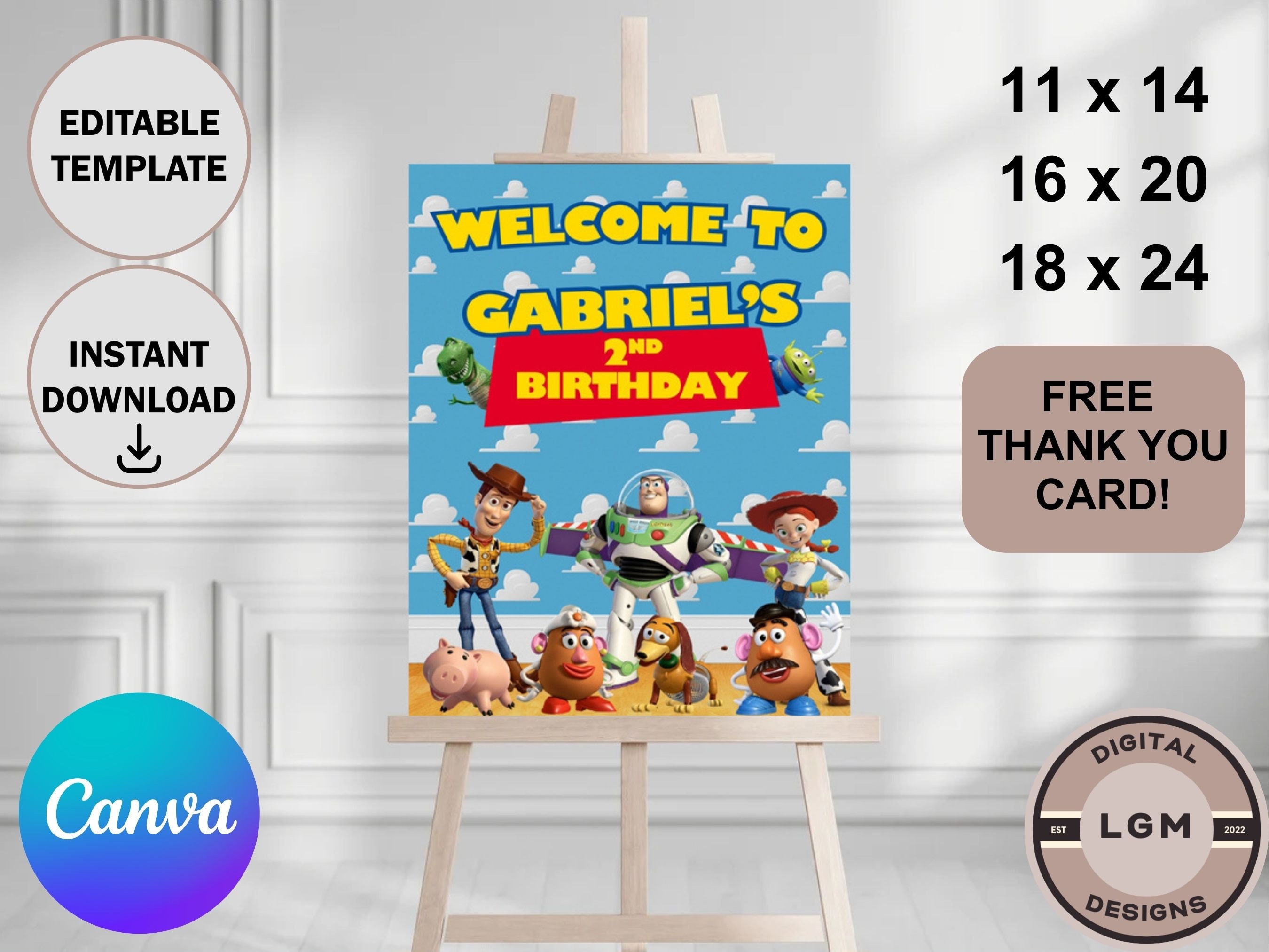 Toy Story Birthday Welcome Sign, Editable Toy Story Theme Personalized ...