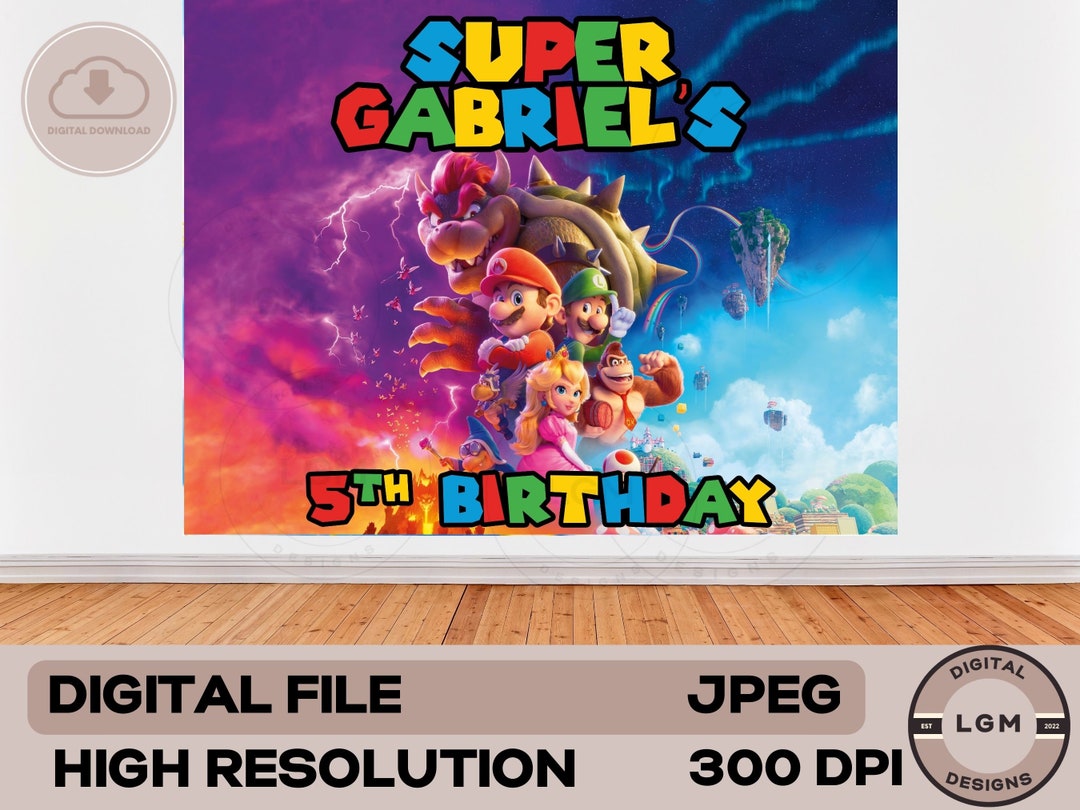 Super Mario Birthday Backdrop Banner Personalized Mario Party - Etsy ...