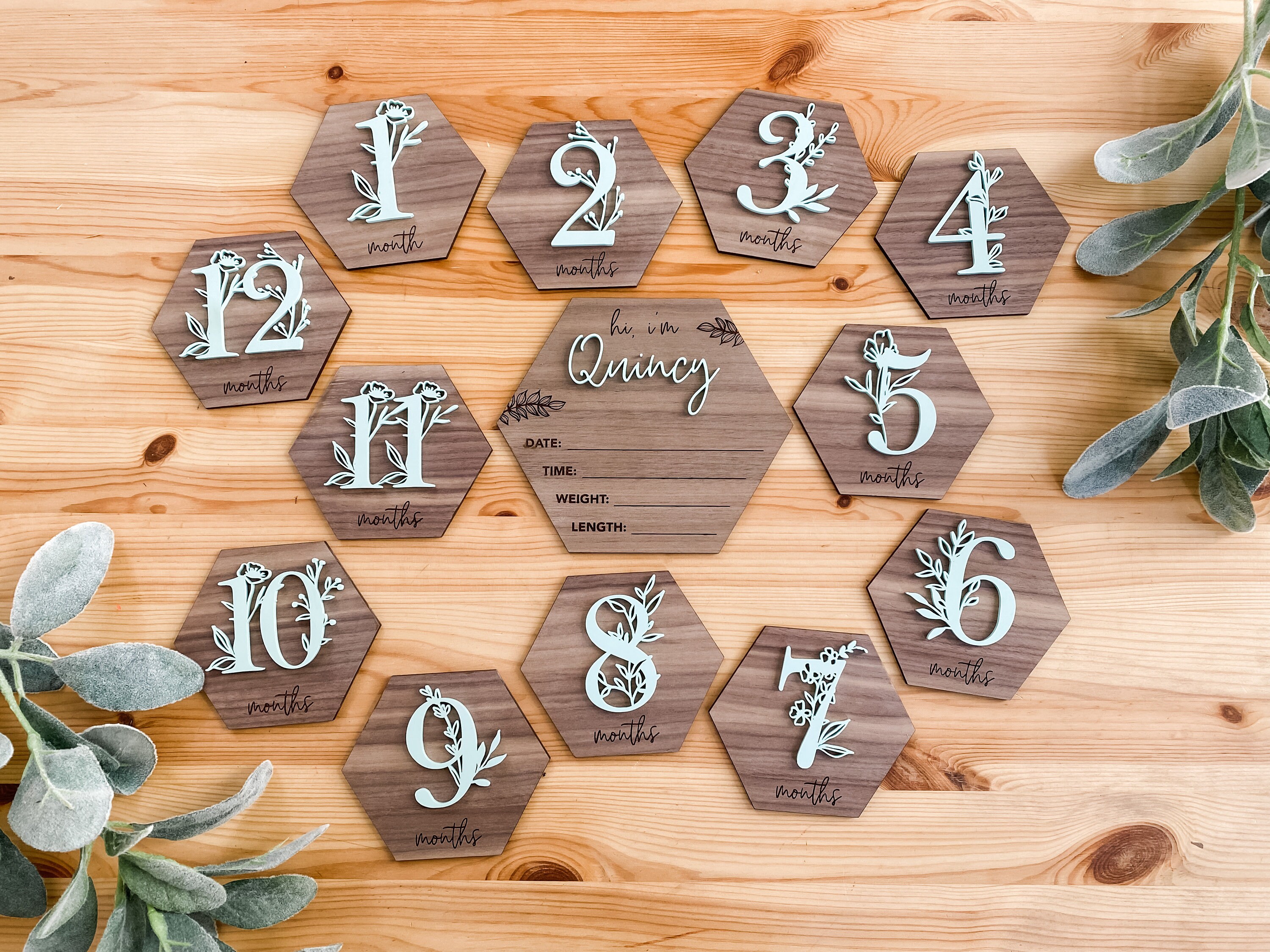 Digital SVG Hexagon Baby Milestone Markers and Stats Marker / Baby ...