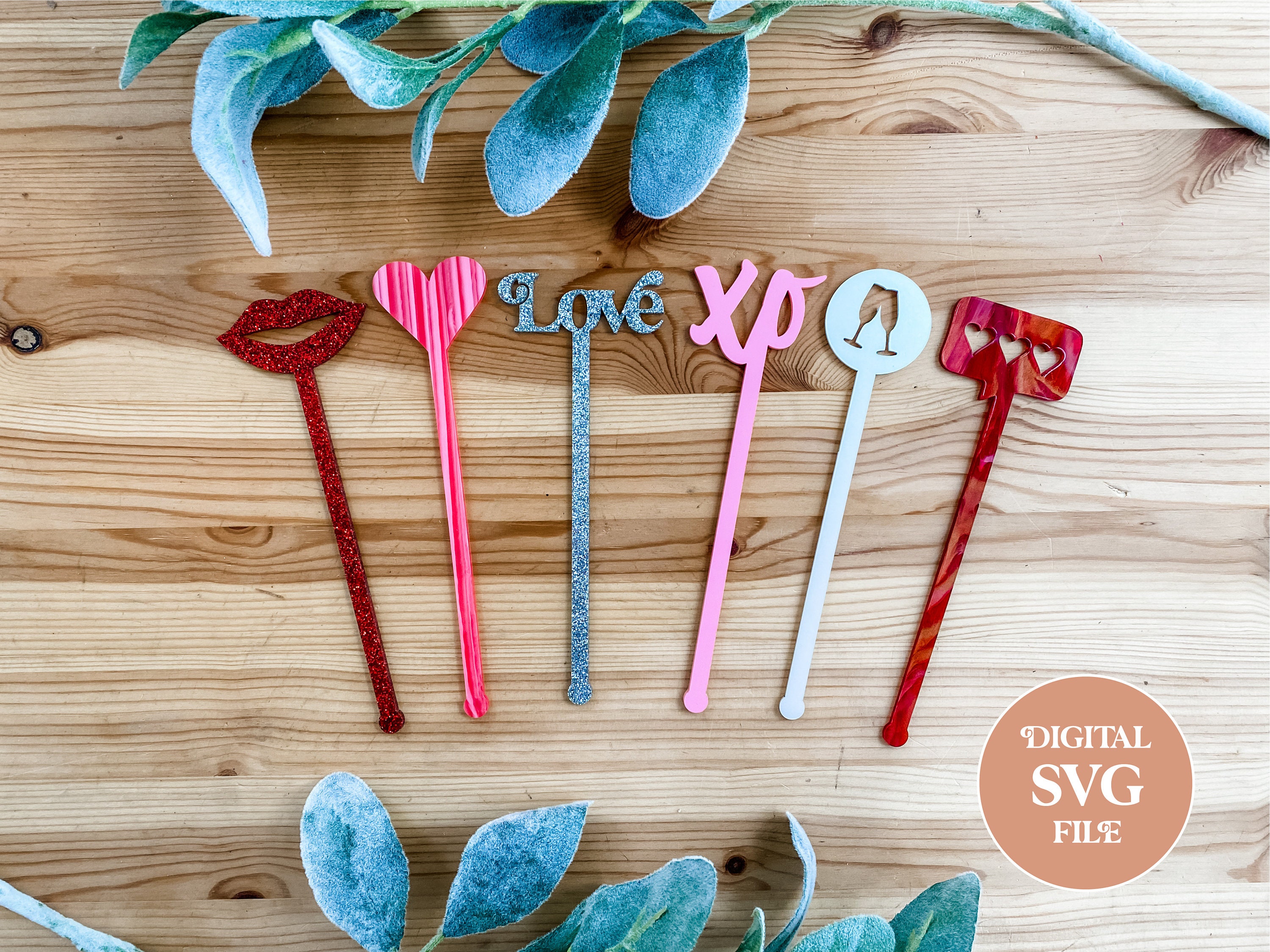 Digital SVG Laser Cut Valentine's Day Drink Stirrers / Laser Cut ...