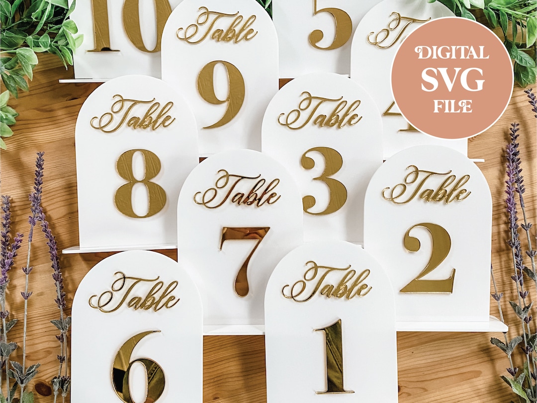 Digital SVG Arched Table Numbers / Table Number SVG / Arched Sign SVG ...