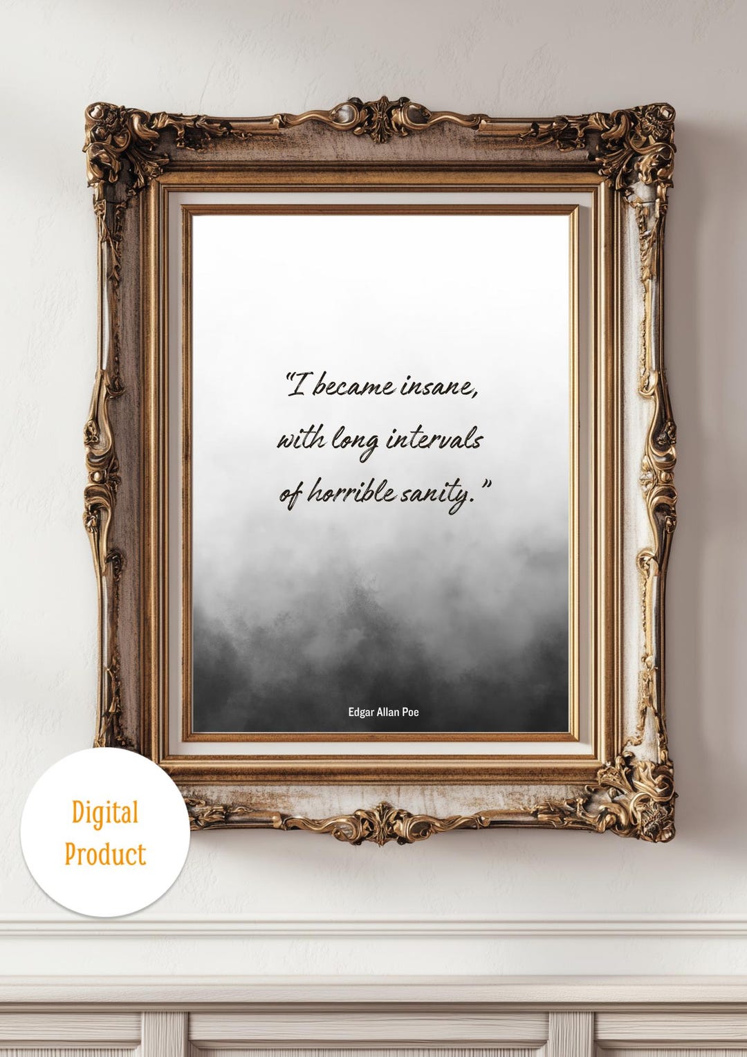 Insanity Edgar Allen Poe Quote | Instant Download Printable Gothic Wall ...