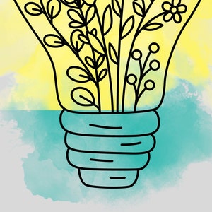 Watercolor Flower Lightbulb Print- DIGITAL DOWNLOAD - Etsy