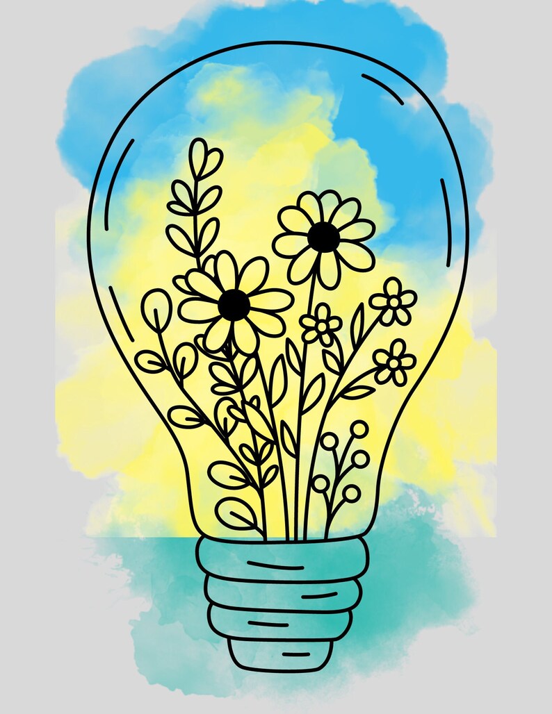 Watercolor Flower Lightbulb Print- DIGITAL DOWNLOAD - Etsy