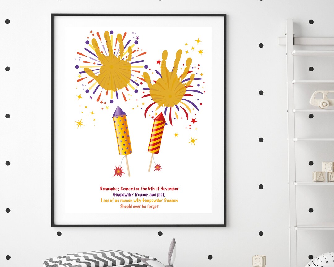 Bonfire Night Handprint Art, Fireworks Poem Keepsake (digital Download ...