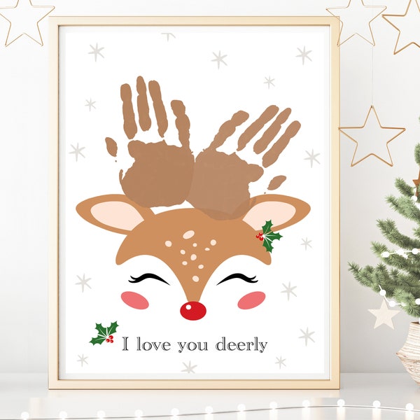 I Love You Deerly Handprint Craft - Etsy