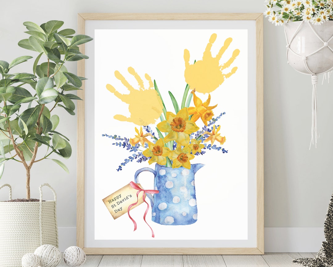 St David's Day Handprint Art: Daffodils, Wales DIY Keepsake (digital ...