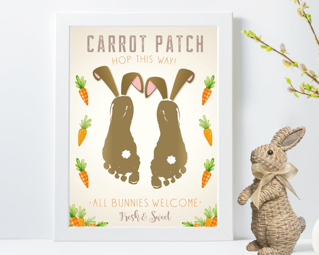 Easter Carrot Patch Footprint Art: Bunny Keepsake (digital Download) - Etsy