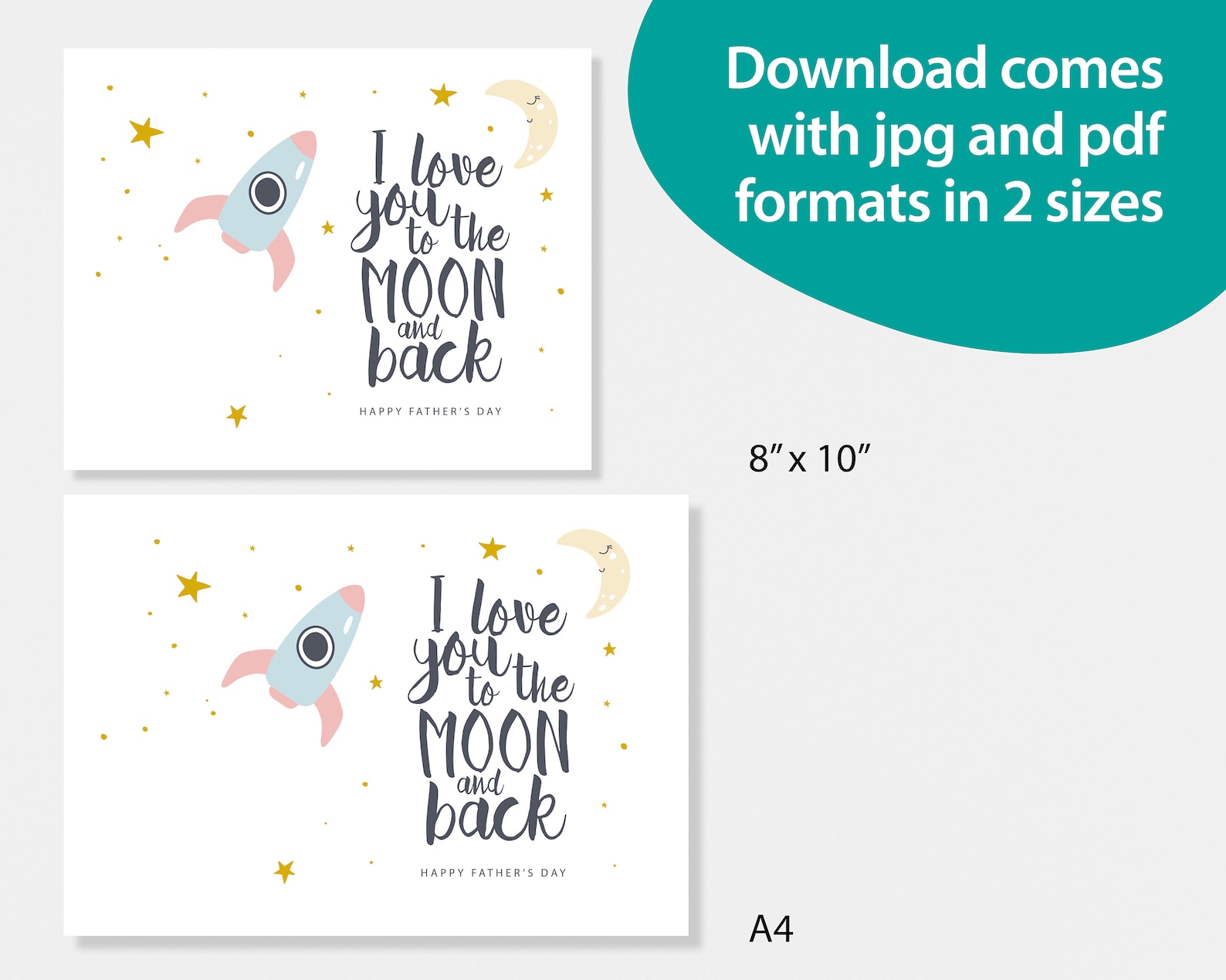 I Love You to the Moon and Back / Space Rocket / Father's Day Gift ...