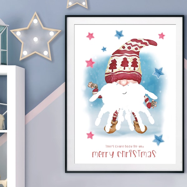 Christmas Handprint Printable Gnome - Etsy