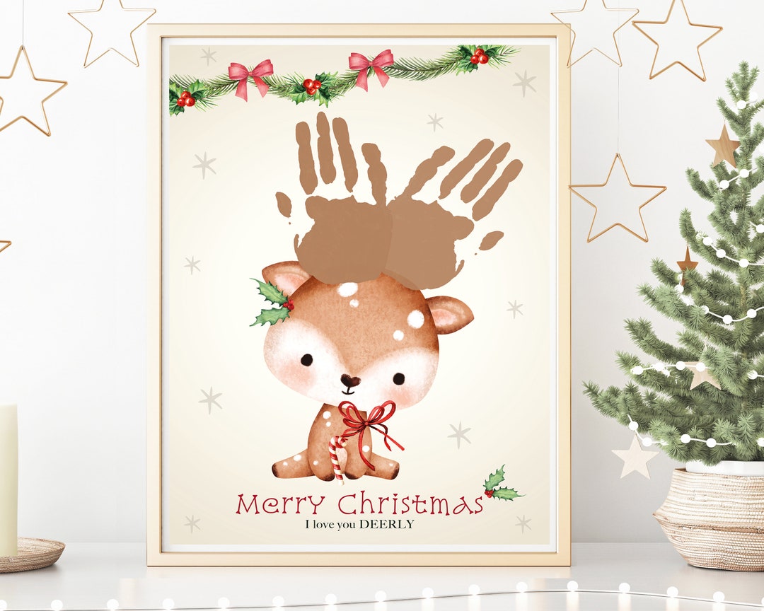 I Love You Deerly / Reindeer / Handprint Art / Christmas Decor ...