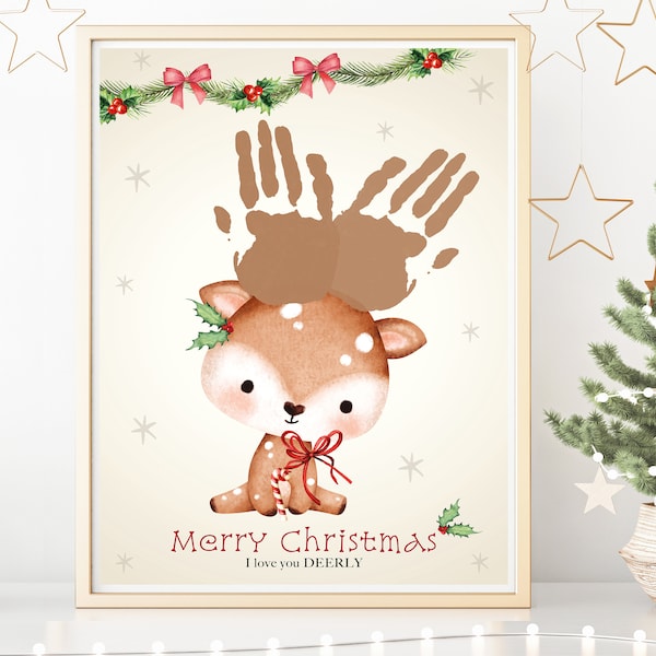 I Love You Deerly Handprint Craft - Etsy