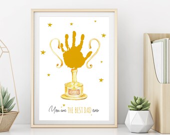 Father's Day Handprint Art Best Dad Trophy Gift for Daddy From Kids and ...