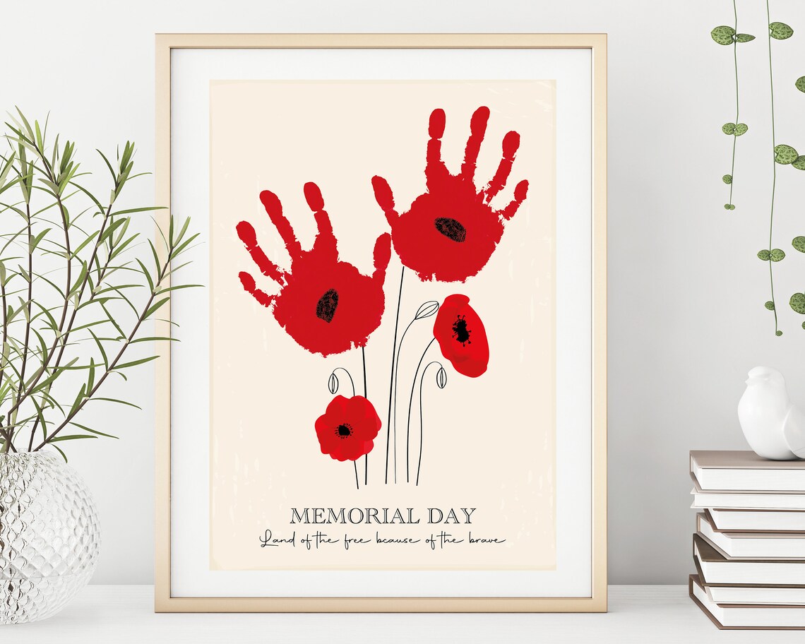 Memorial Day / Veterans / Poppy Flower / Handprint Art / Printable ...