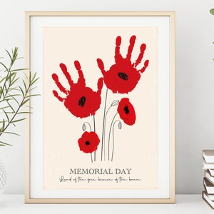 Memorial Day / Veterans / Poppy Flower / Handprint Art / Printable ...