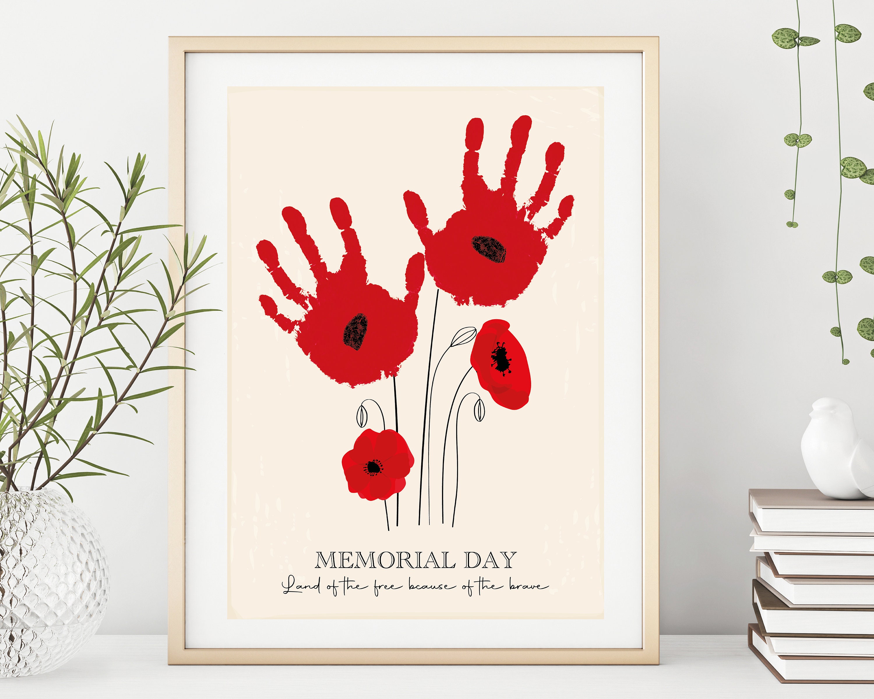 Memorial Day / Veterans / Poppy Flower / Handprint Art / Printable ...