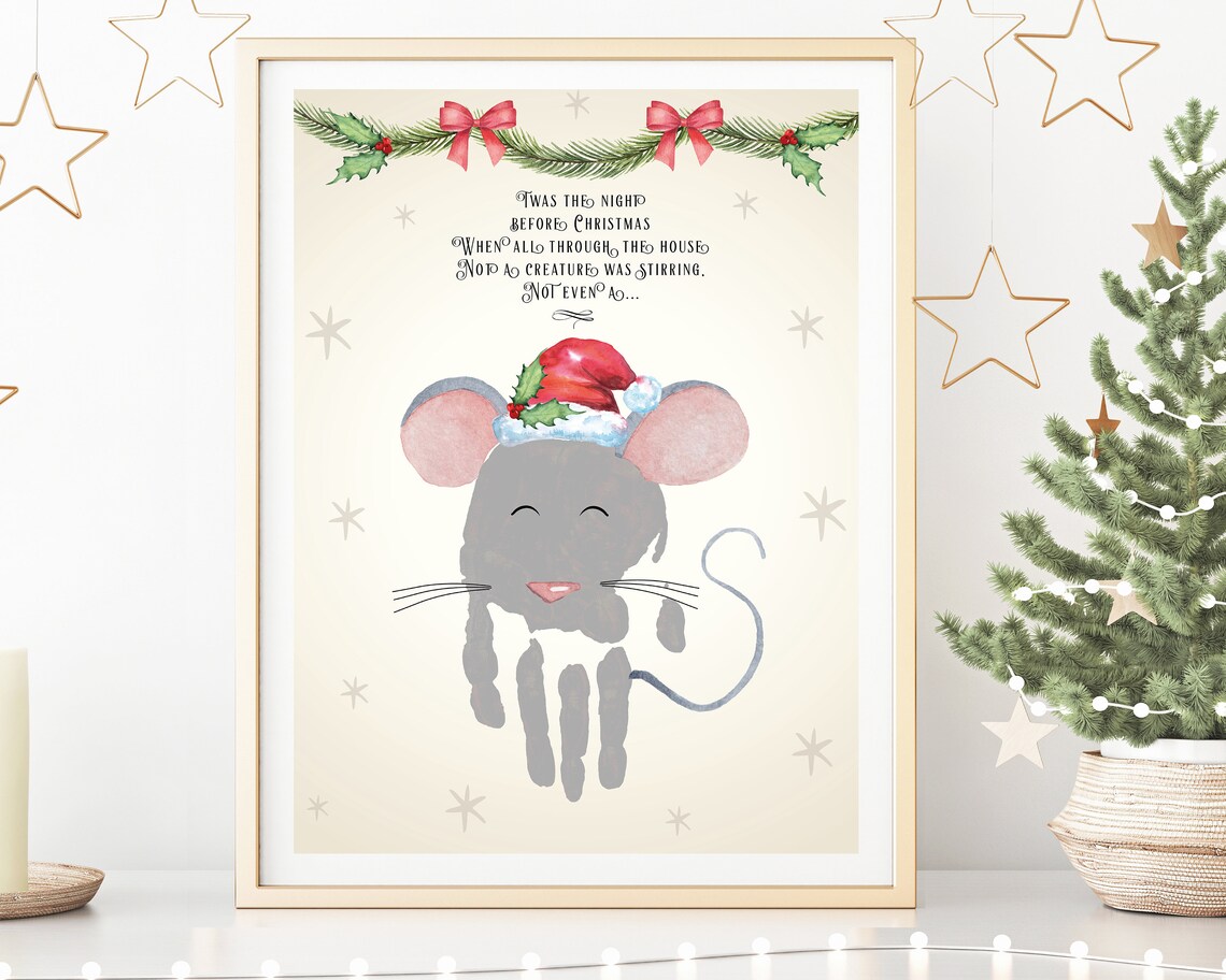 Night Before Christmas / Christmas Mouse / Handprint Art / Christmas ...