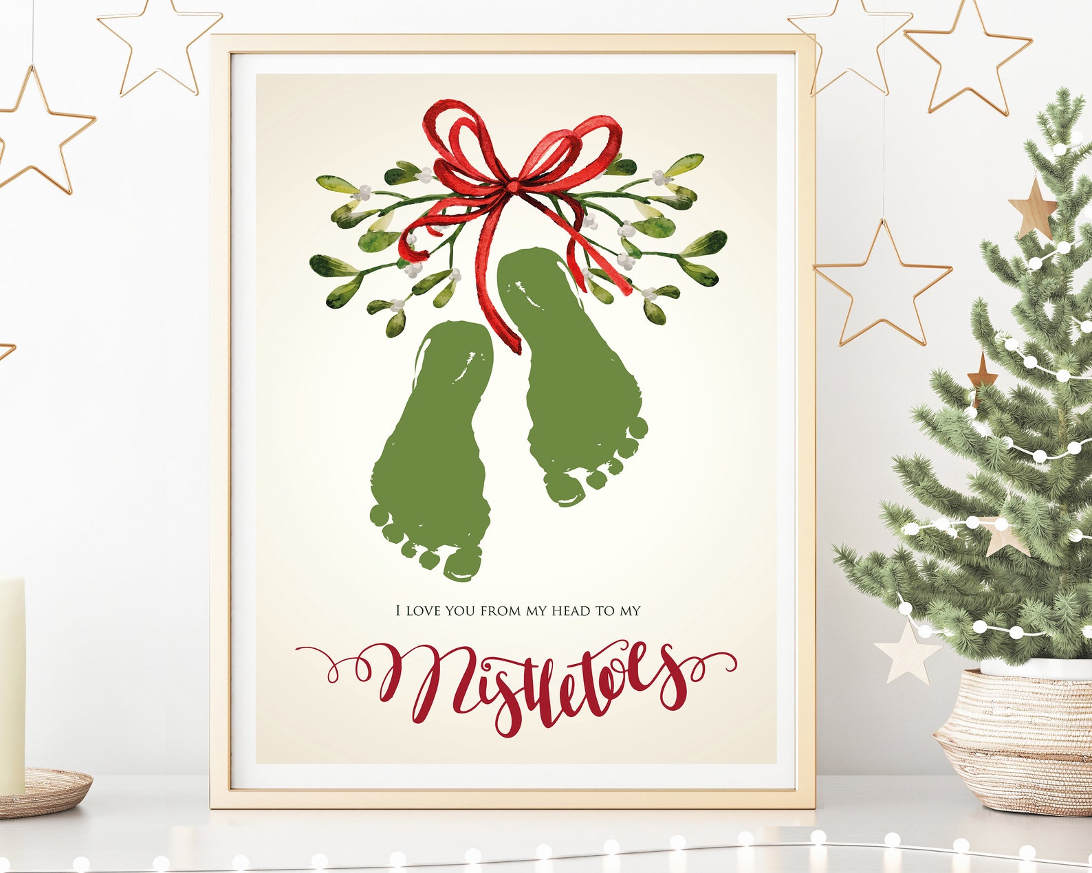 Mistletoes Footprint Art: Christmas Keepsake Decor (digital Download ...