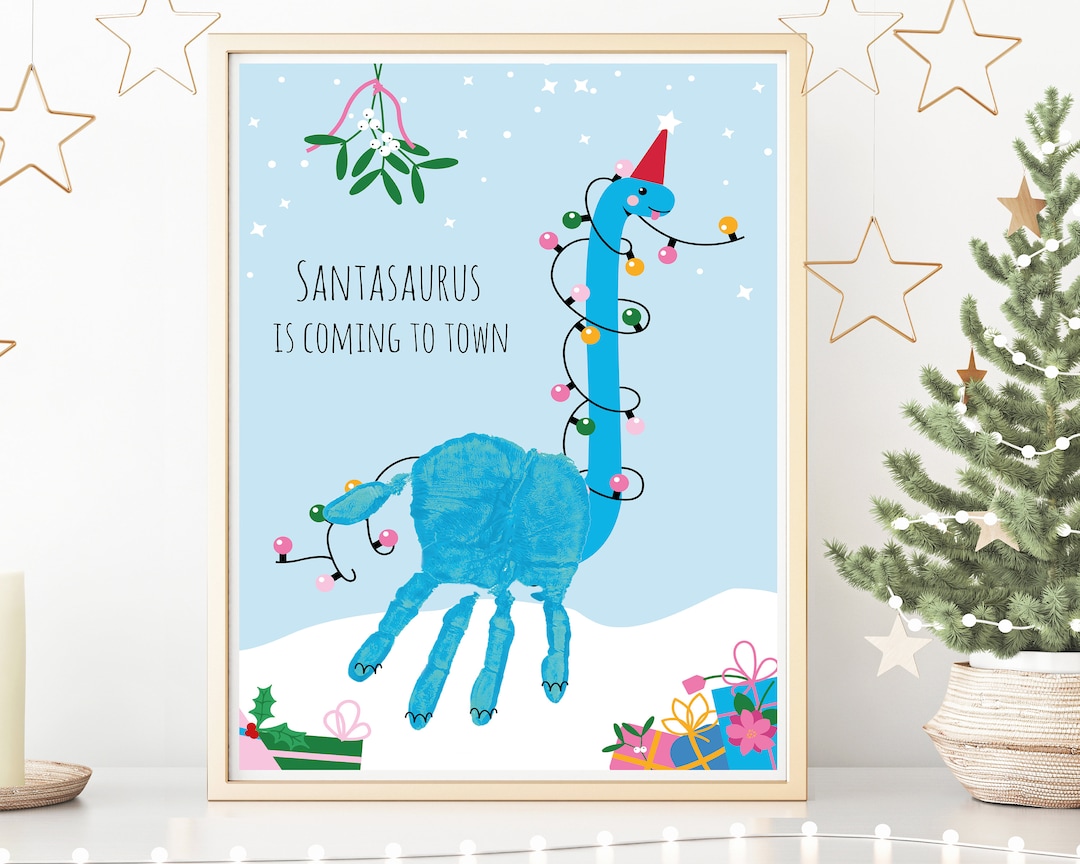 Christmas Dinosaur / Santasaurus / Handprint Art / Christmas Decor ...