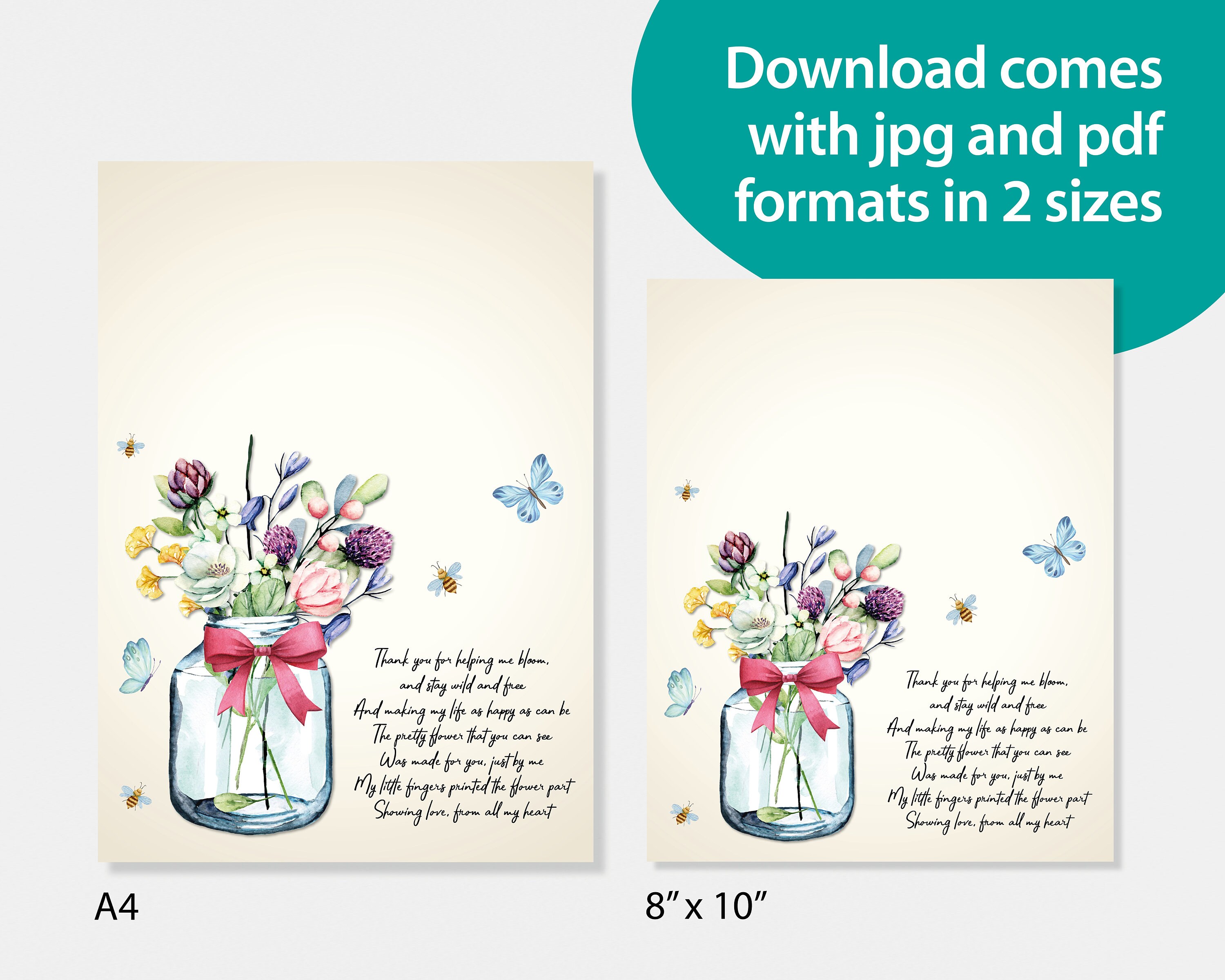 Flower Vase / Mother's Day Gift / Mom, Mum, Grandma / Handprint Art ...