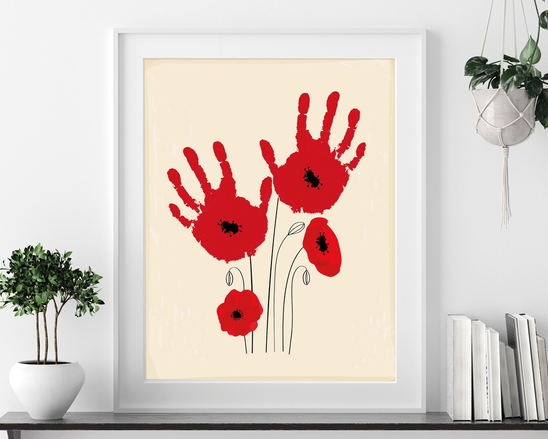 Poppy Flower / Handprint Art / Printable Child/toddler/baby DIY ...