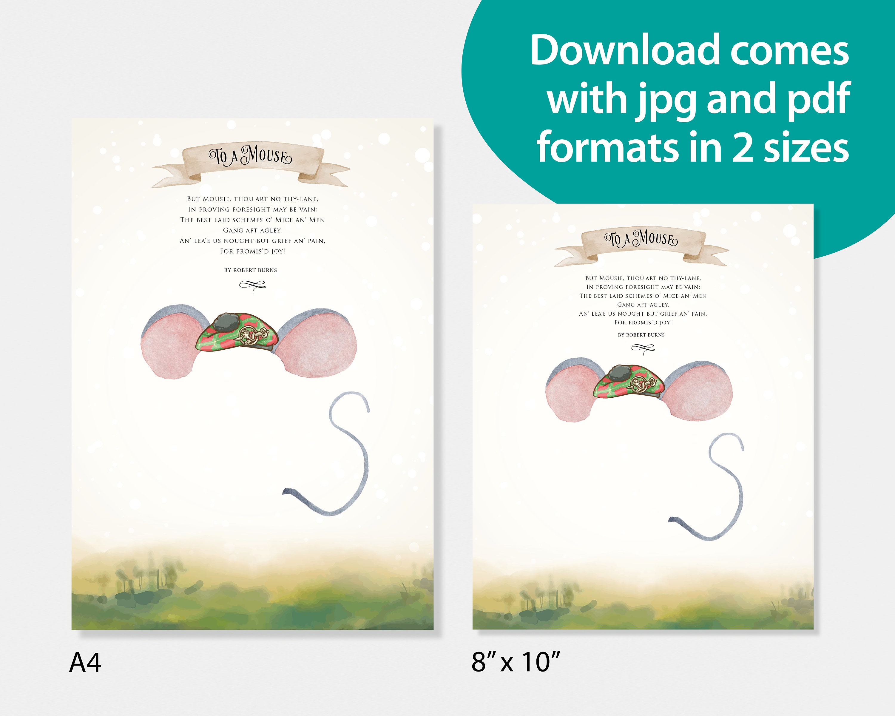 Burns Night Mouse Handprint Art: Robert Burns Poem (digital Download ...