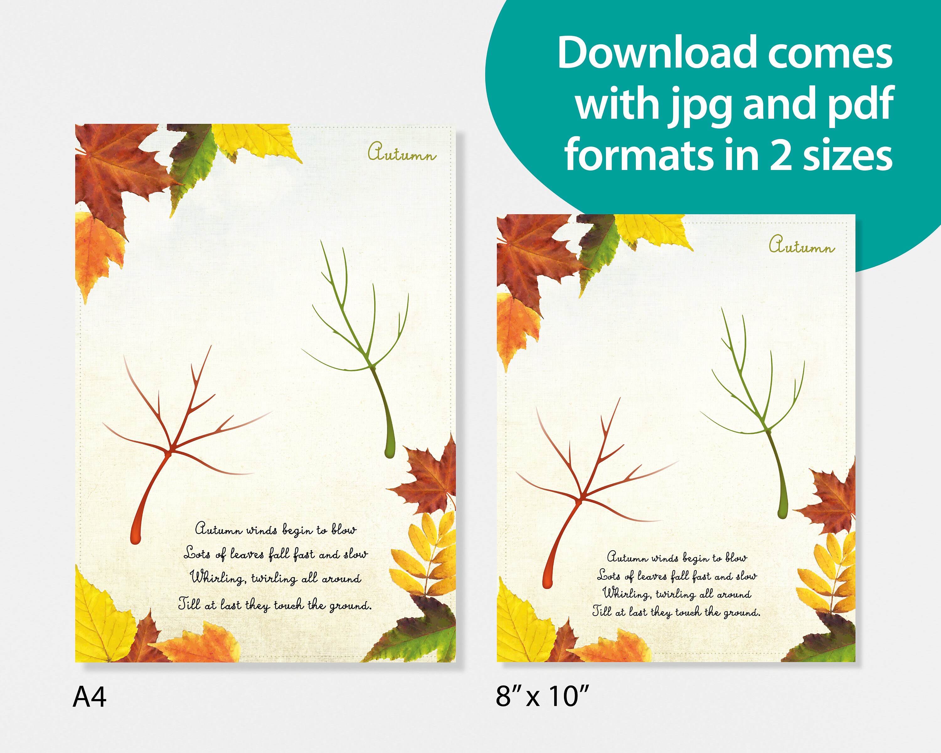 Autumn Leaf Poem / Handprint Art / Autumn / Fall Decor / Thanksgiving ...