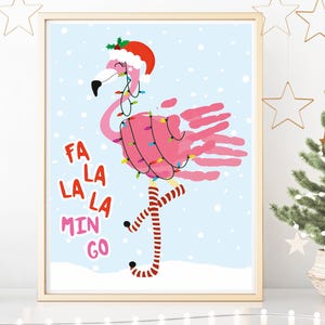 Christmas Flamingo Handprint Art: DIY Holiday Keepsake (digital ...