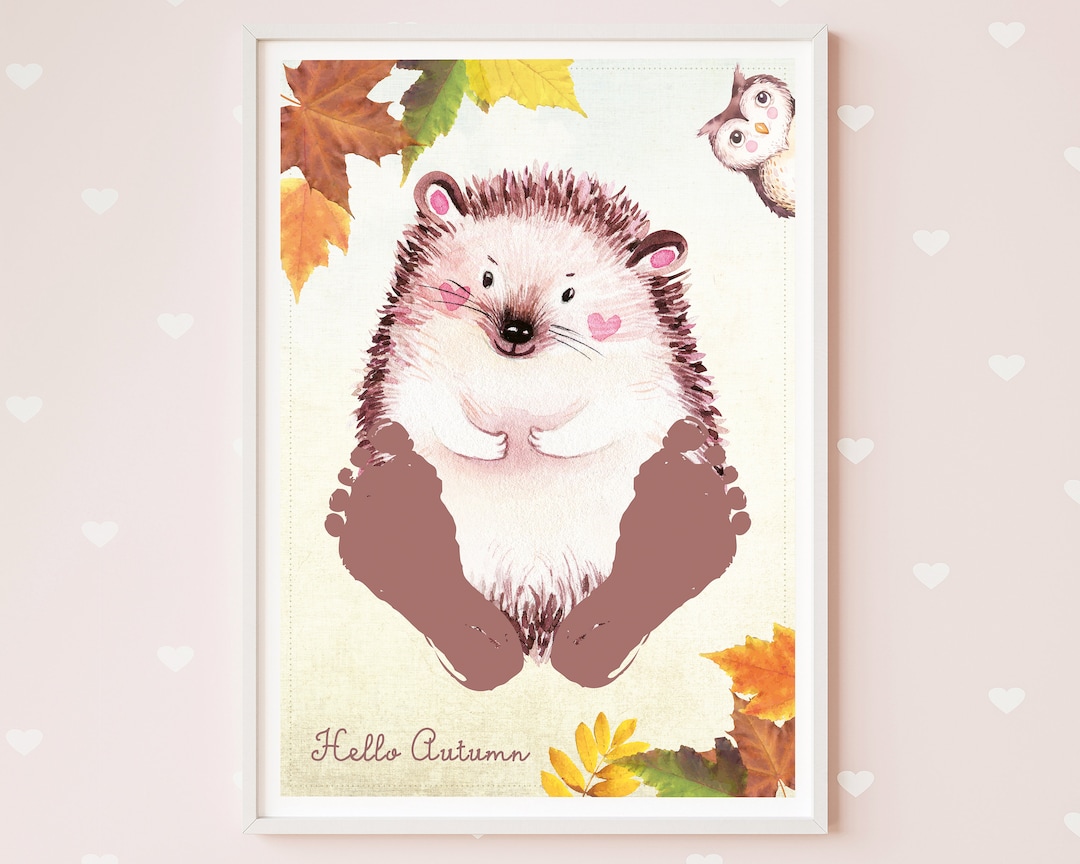 Hedgehog / Hello Autumn / Cute/ Footprint Art / Autumn / Fall Decor ...